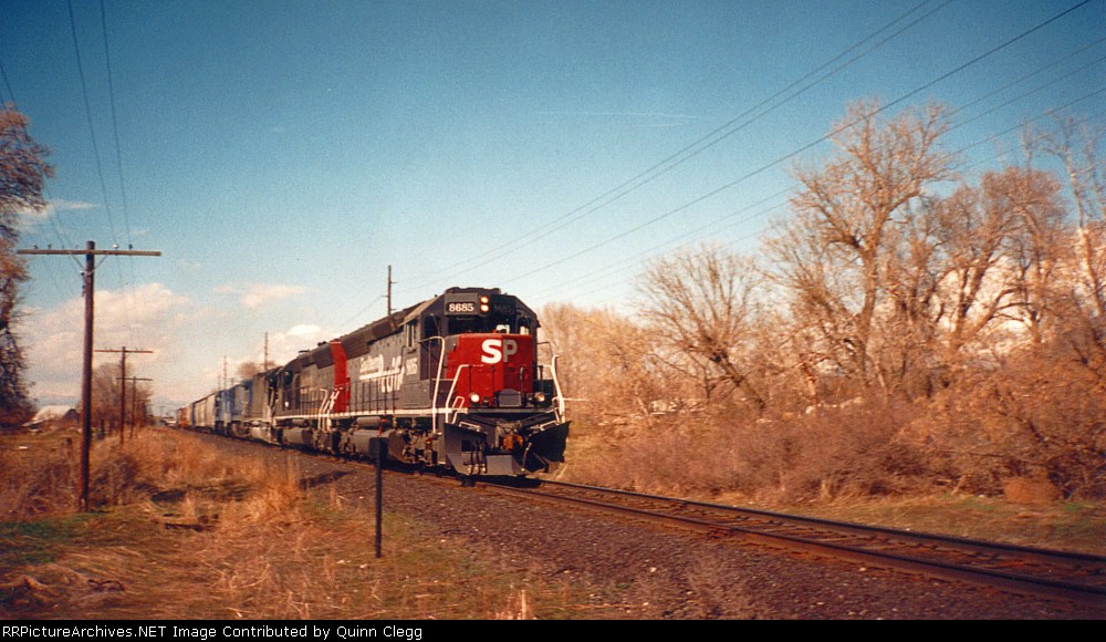 Southern Pacific SD40M-2 No.8685 Springville,Utah February 26,1995.